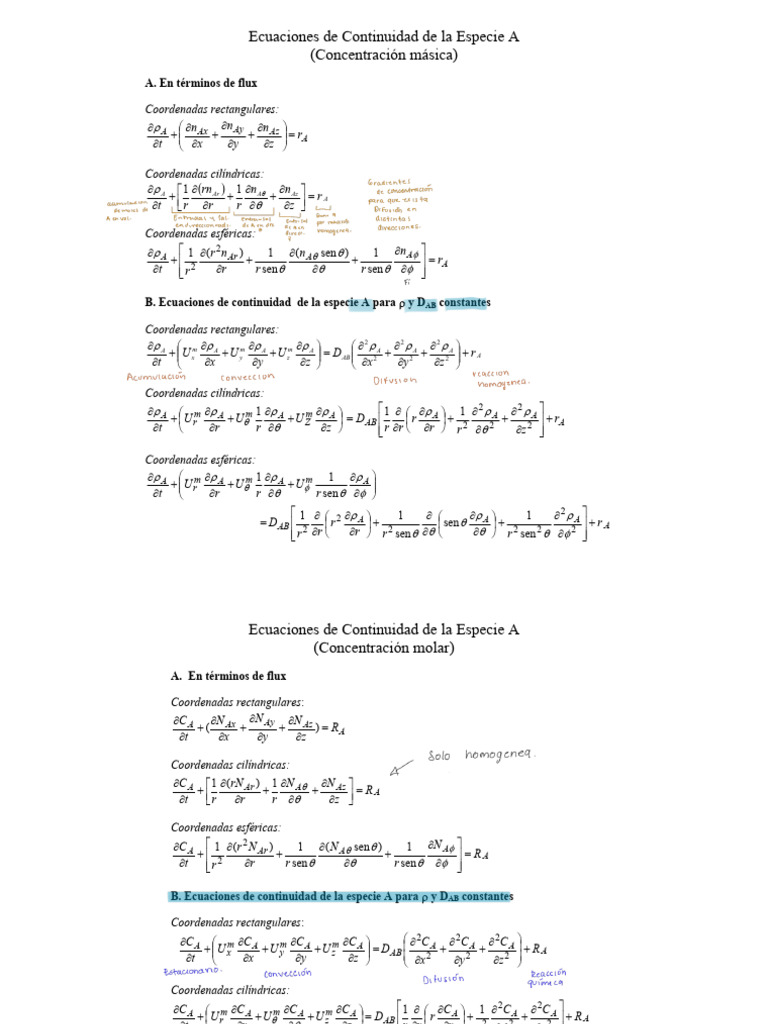 Ecuaciones de Continuidad | PDF