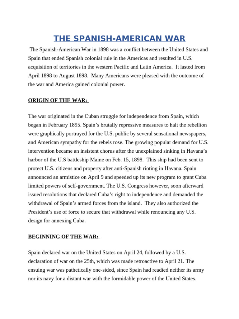 The Spanish American War | PDF | Military