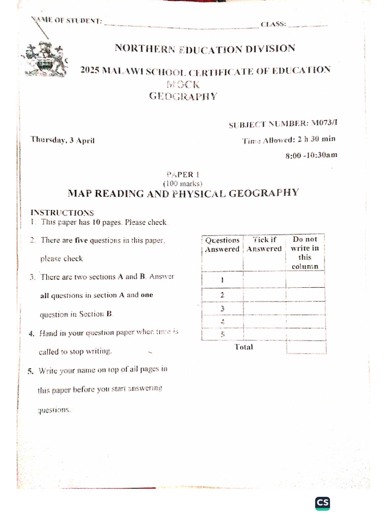 Geography Paper 1 Overview 2025 | PDF