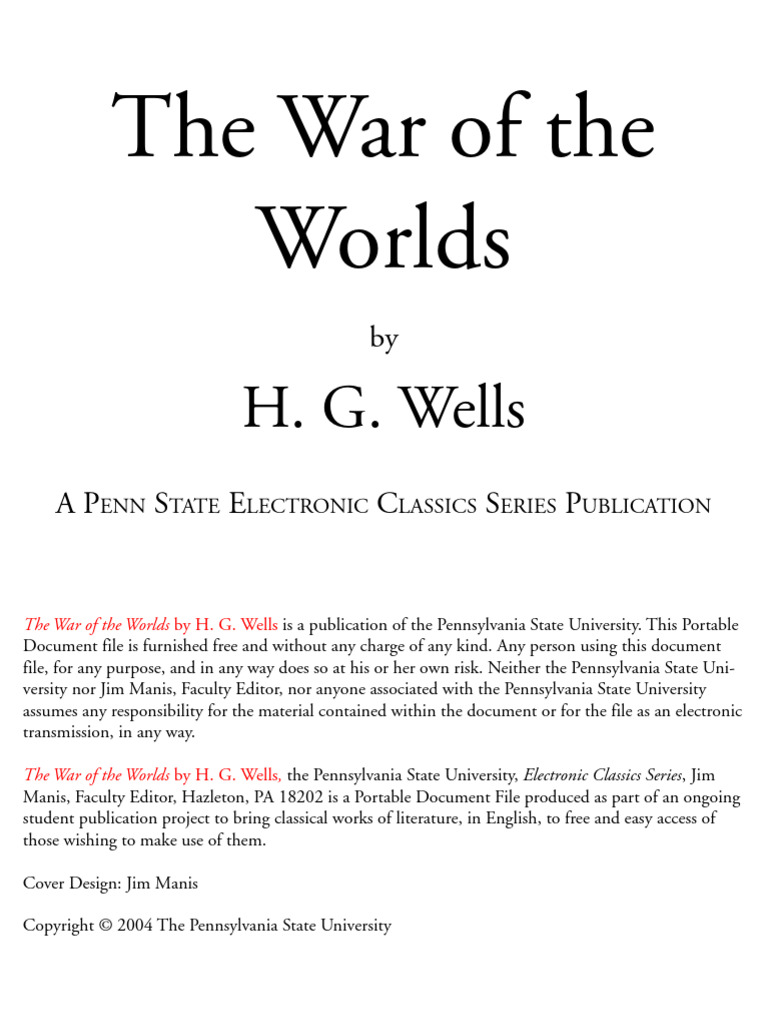 The War of the Worlds by H.G. Wells | PDF | Mars | The War Of The Worlds