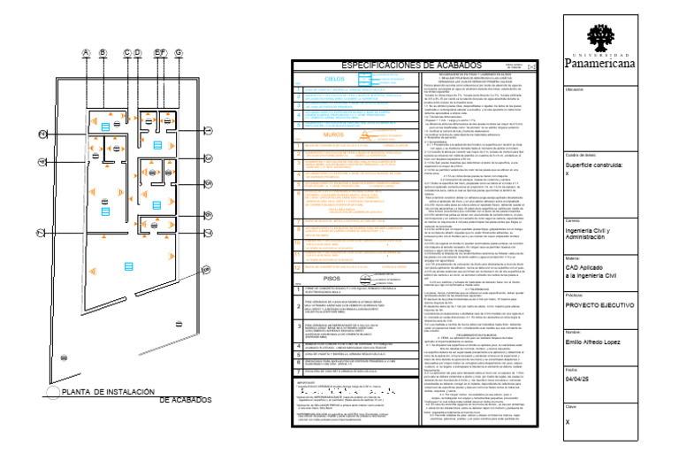 Plano de Acabados Especificaciones | PDF | Hormigón | Materiales de construcción