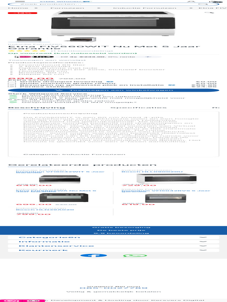 Etna FIV560WIT Nu Met 5 Jaar Garantie - Sterk Witgoed | PDF