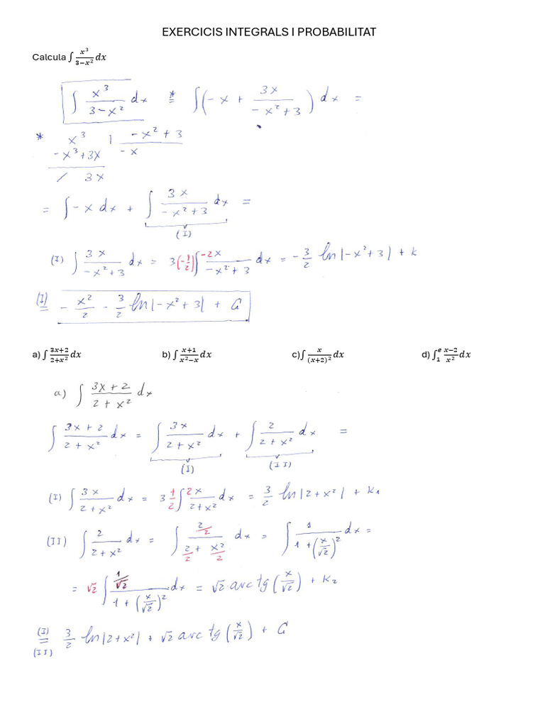 Exercicis Repàs Integrals I Probabilitat | PDF