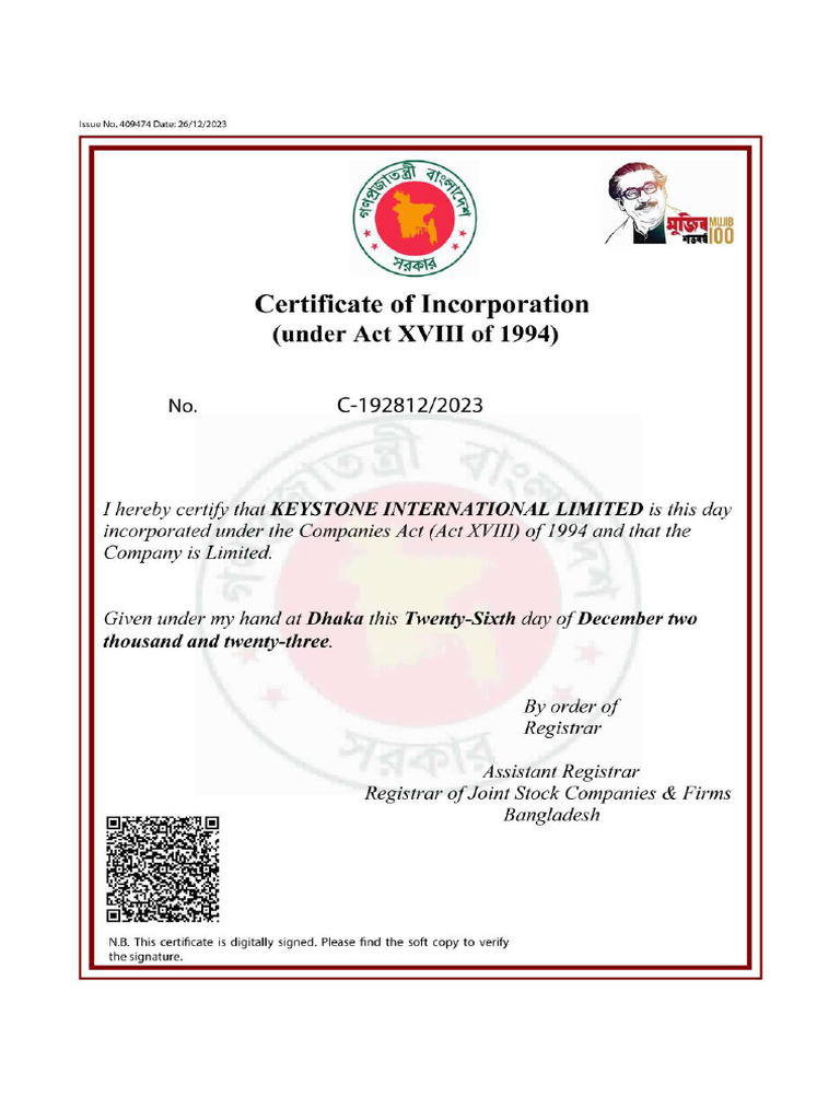 KEYSTONE Certificate of Incorporation-1-01 | PDF