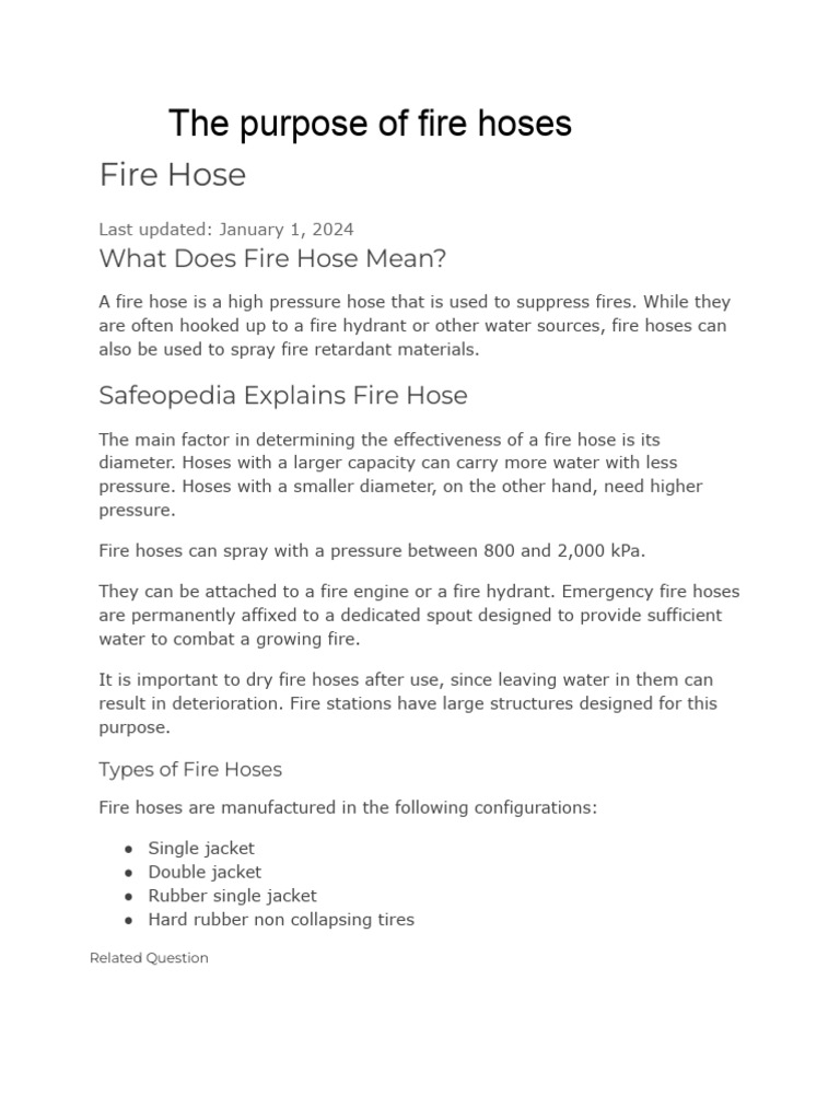 The Purpose of Fire Hoses | PDF