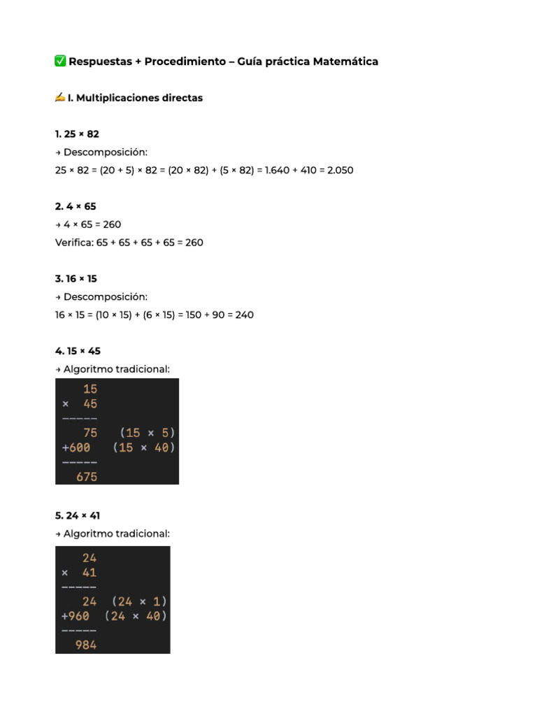 Respuestas Guia Practica Matematica | PDF