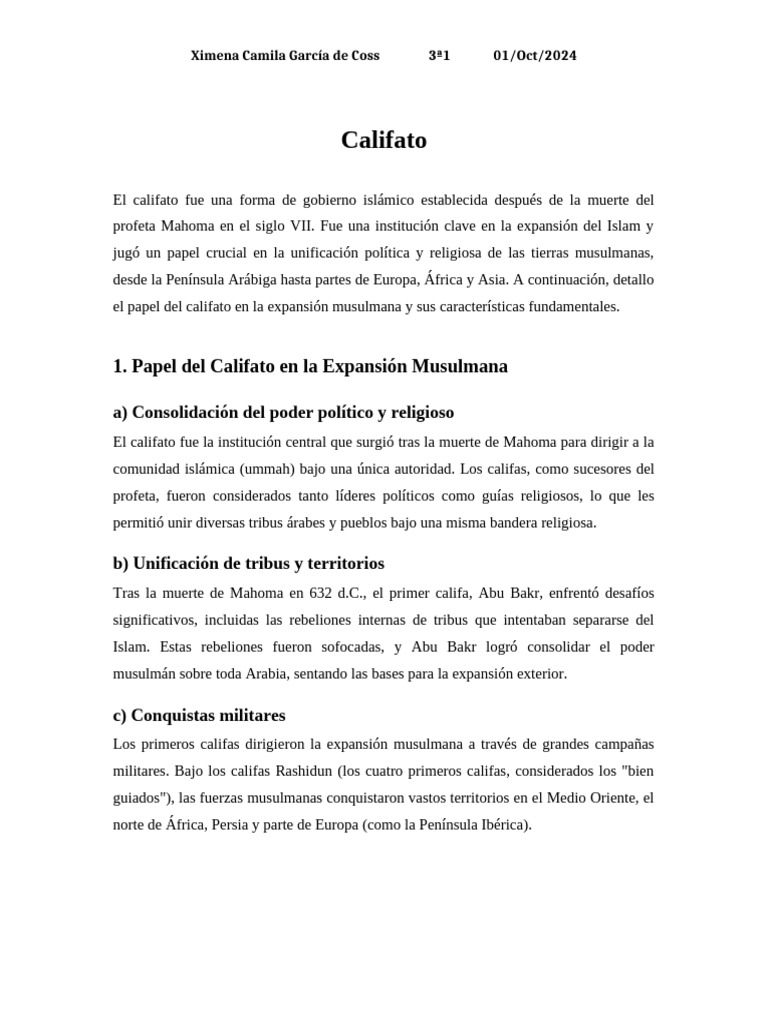 Copia de Investigacion Sobre El Califato | PDF | Califato | Mahoma