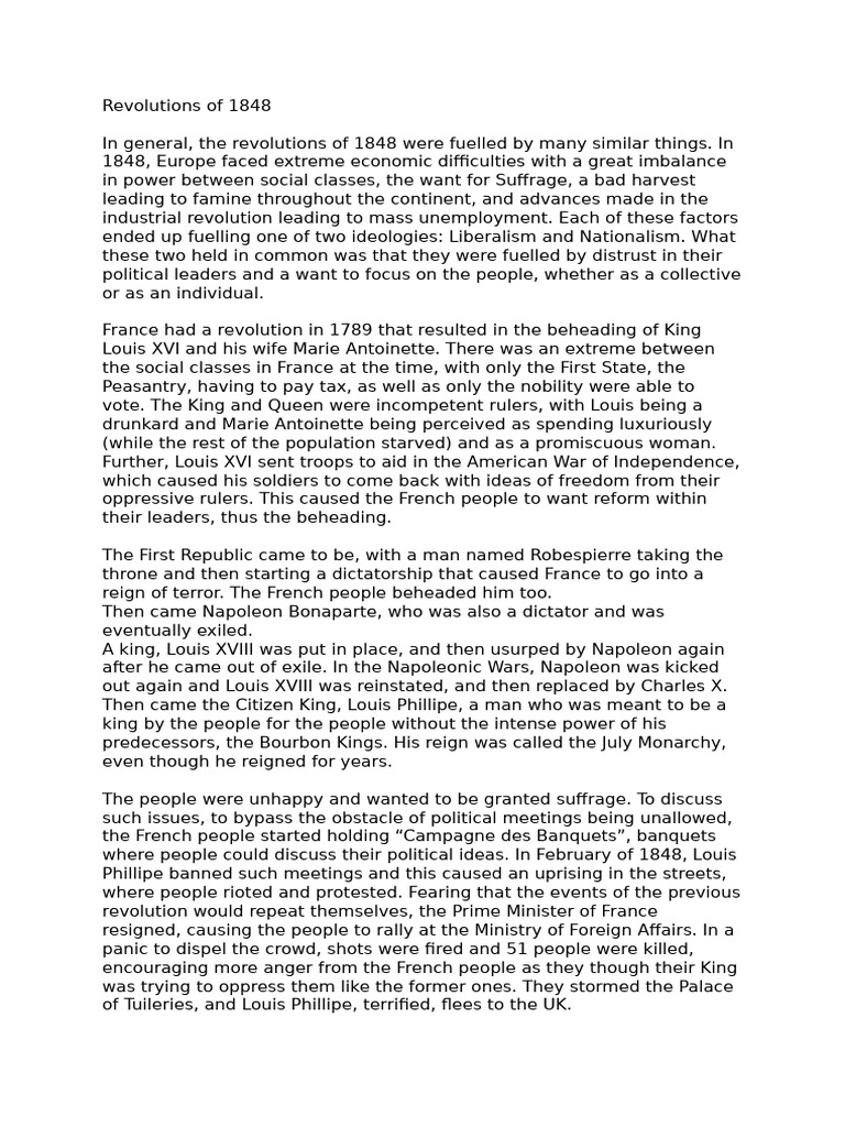 1 Explanation Revision Paragraph For 1848 | PDF | First French Empire ...