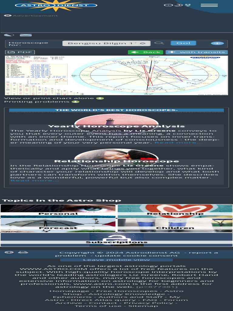 Free Astrology Chart - Astrodienst 3 | PDF