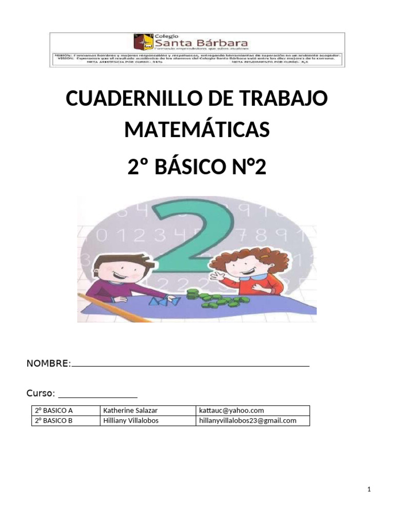 Cuadernillo Matemáticas 2° Básico | PDF