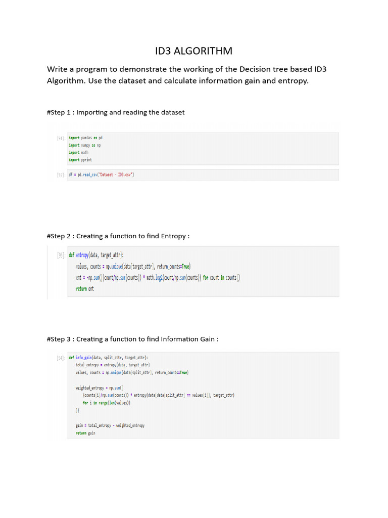 Id3 Algorithm | PDF