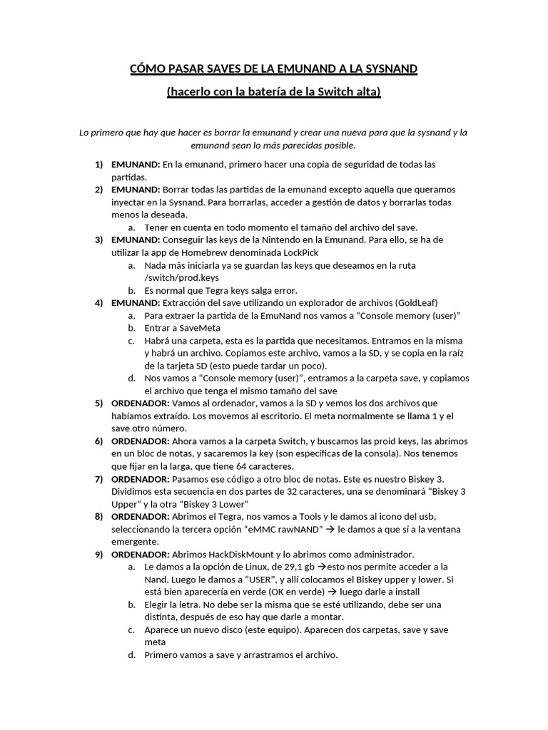Cómo Pasar Saves de La Emunand A La Sysnand | PDF | Archivo de ...