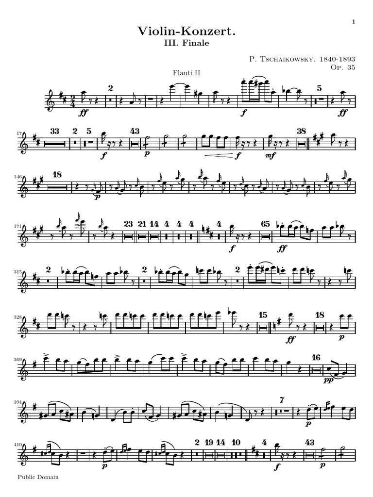 (Free Scores - Com) - Tchaikovsky Piotr Ilitch Violin Concerto Major All Three Movements mv3 ...