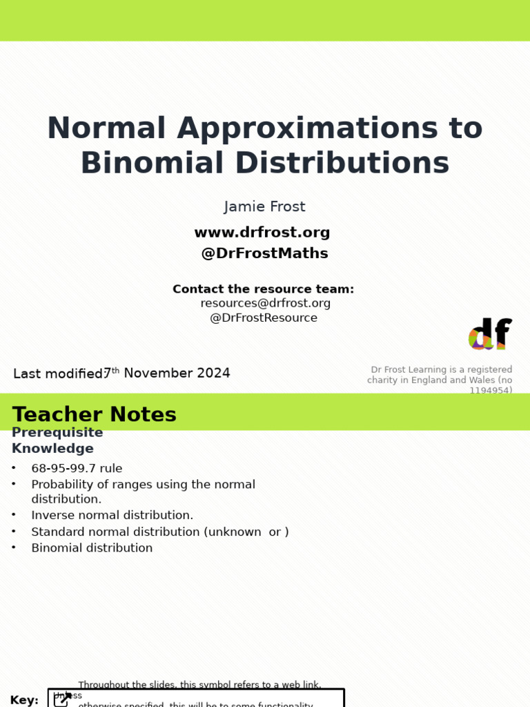 Normal Approximations To Binomial Distributions - Lesson | PDF | Probability Distribution ...