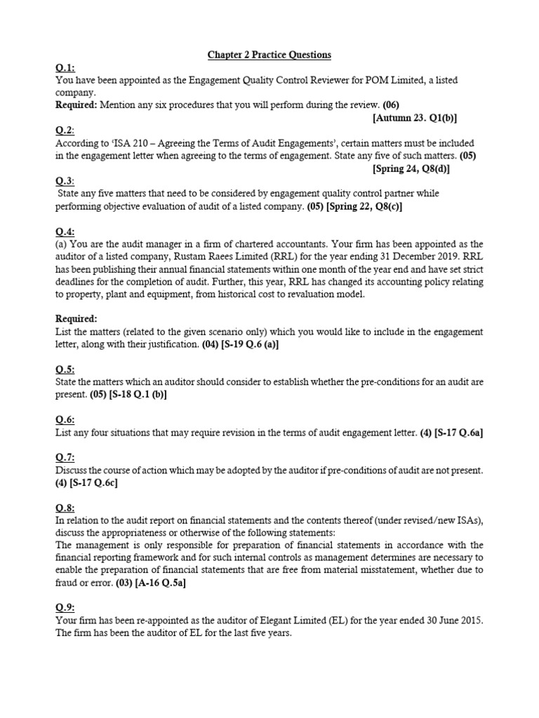 Audit Chapter 2 Practice Questions Updated | PDF | Audit | Auditor's Report