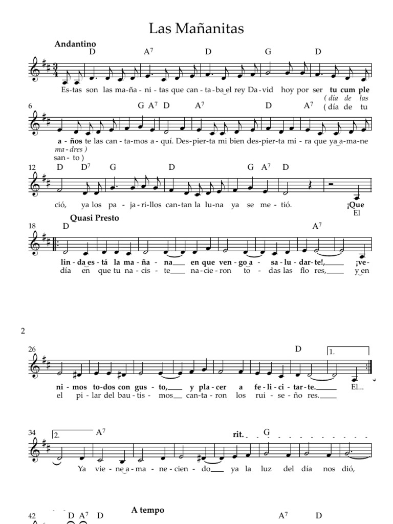 Las Mañanitas - Partitura Completa | PDF