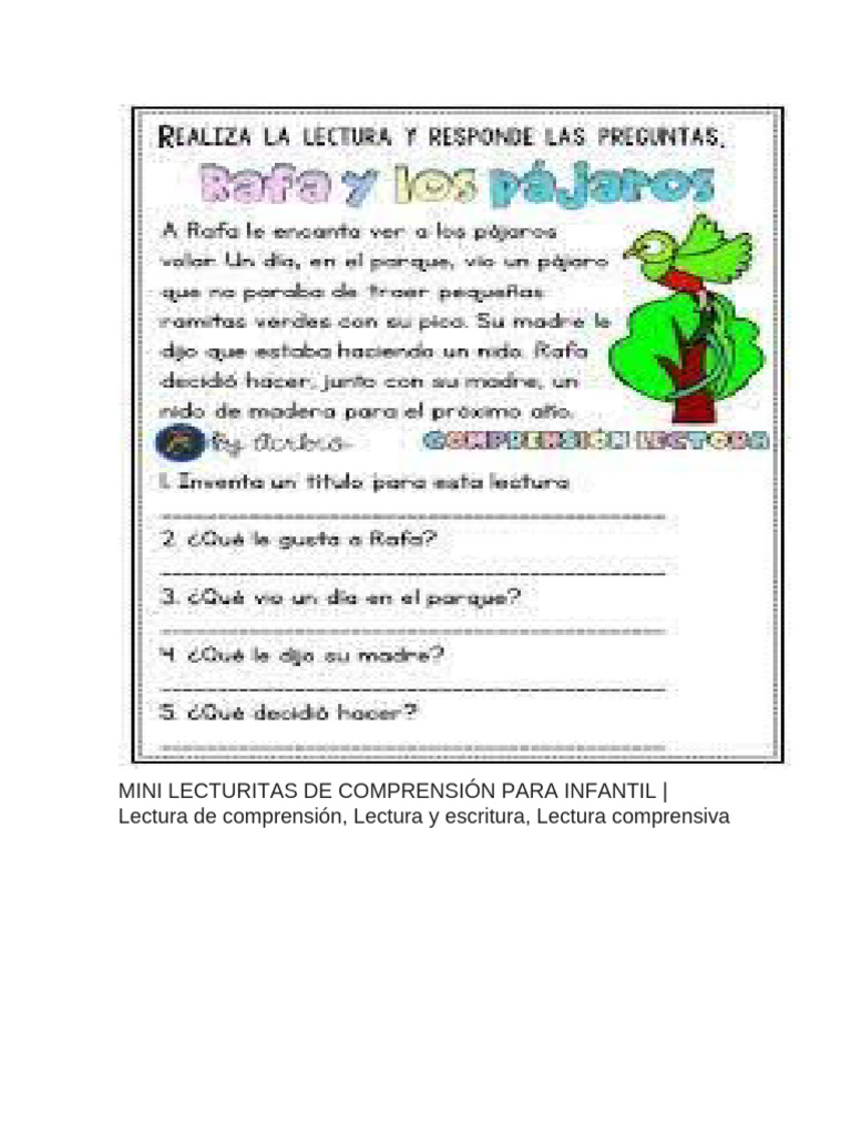 Mini Lecturitas de Comprensión Infantil | PDF