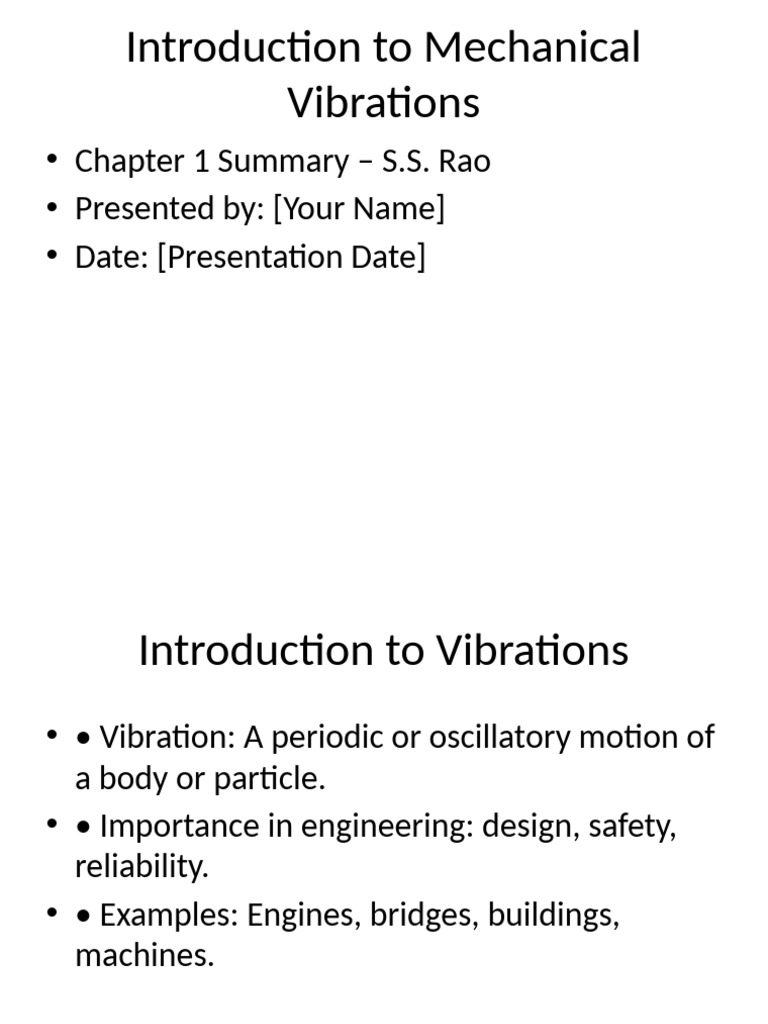 Chapter1 Mechanical Vibrations Summary | PDF