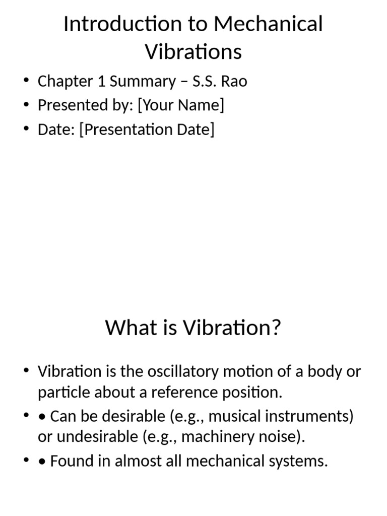 Mechanical Vibrations Chapter1 Detailed | PDF | Damping | Classical Mechanics