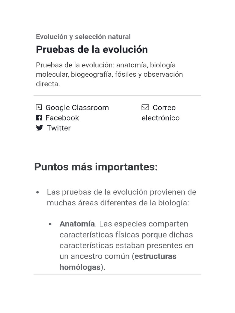 Pruebas de La Evolucion | PDF