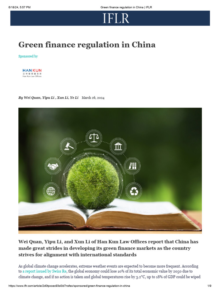 Green Finance Regulation in China - IFLR | PDF | Environmental ...