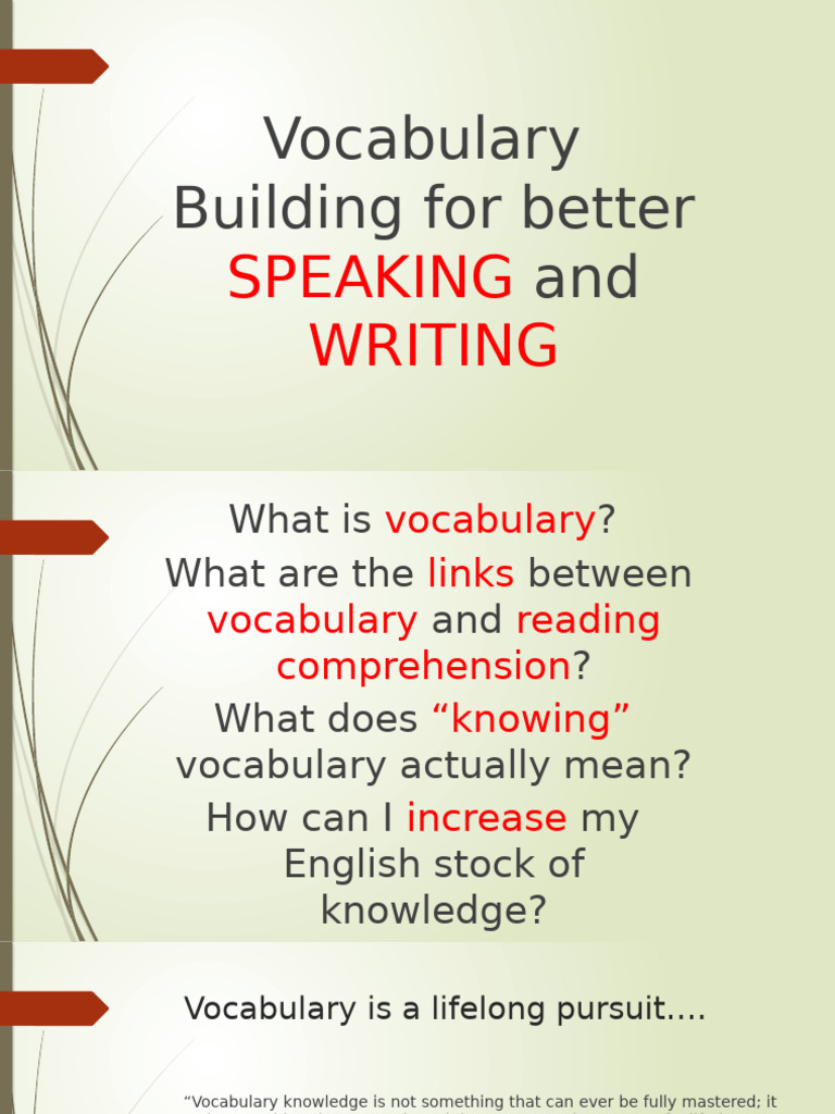 Vocab Building Writing Task | PDF