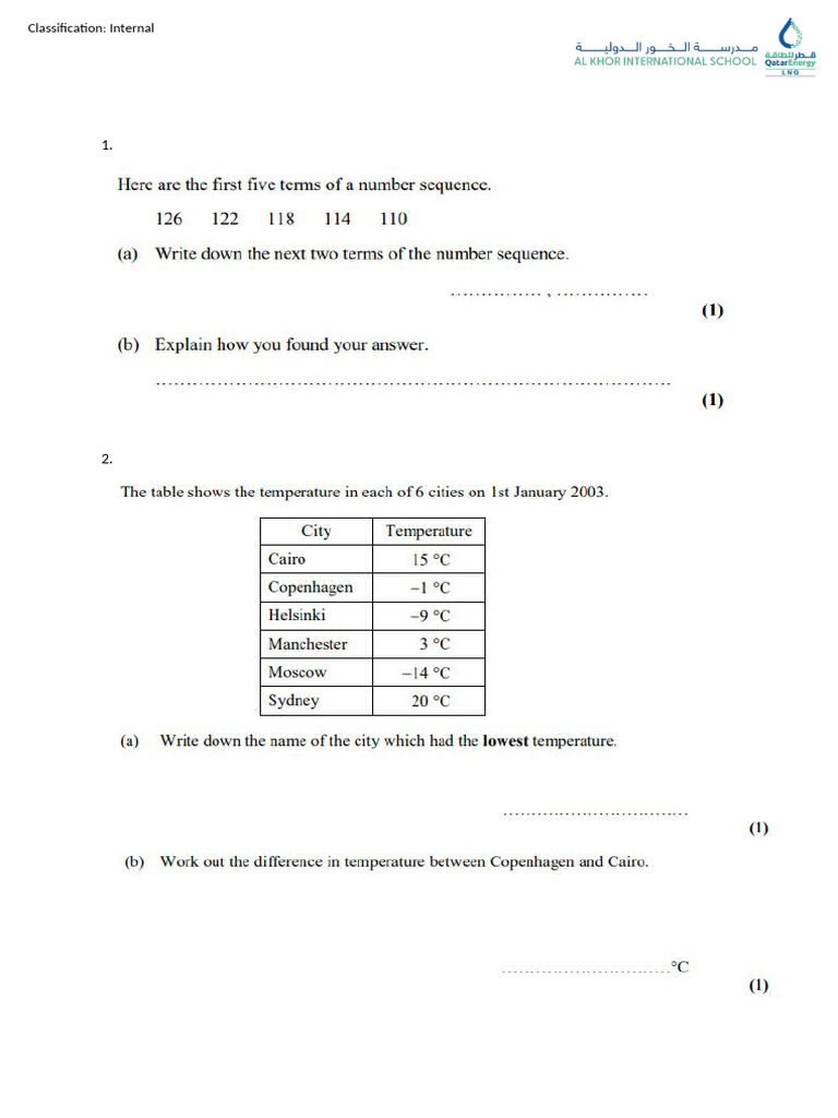 Year 7 EOY Practice Test | PDF