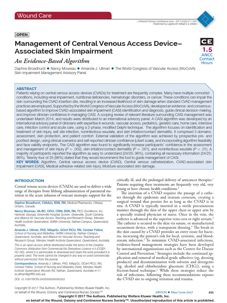 CVAD Skin Impairment Management Algorithm | PDF | Wound | Health Care