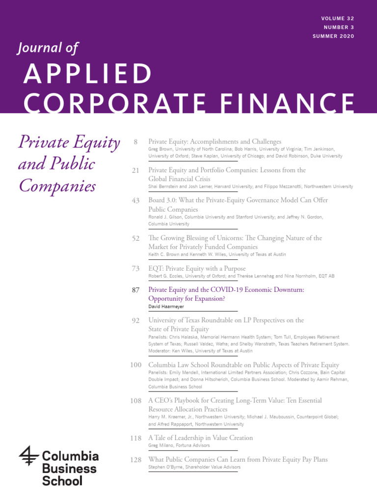 Haarmeyer-2020-Private Equity and The COVID-19 | PDF | Financial ...