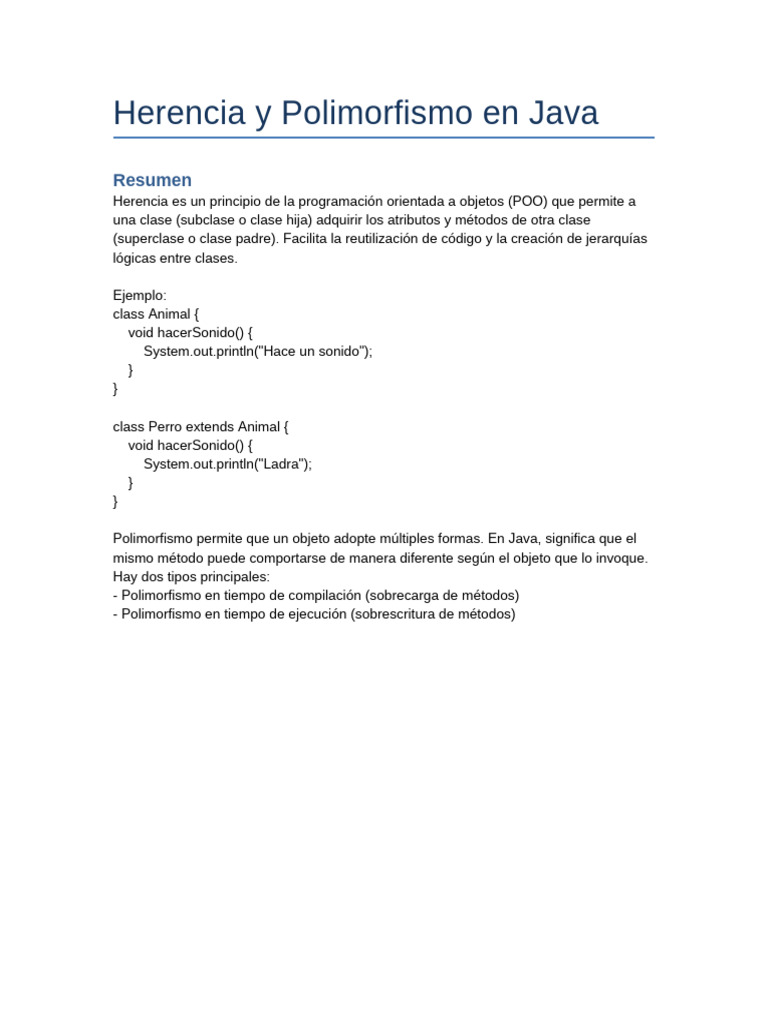Herencia - y - Polimorfismo - Java (POO) | PDF