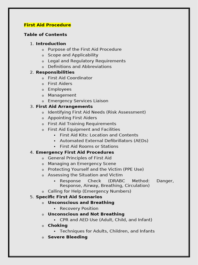 First-Aid-Procedure | PDF | First Aid | Medical Emergencies