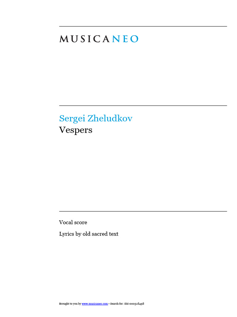 Sergei Zheludkov: Vespers | PDF