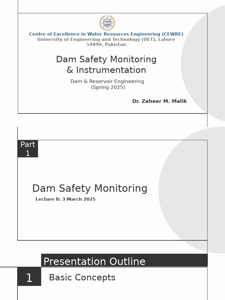 DRE-SPRING25-PPT Lec8-9 Dam Safety Monitoring and Instrumentation 250303-17 | PDF | Risk | Dam