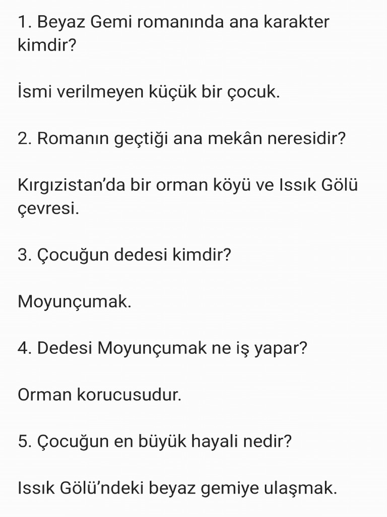 Beyaz Gemi Sorular | PDF