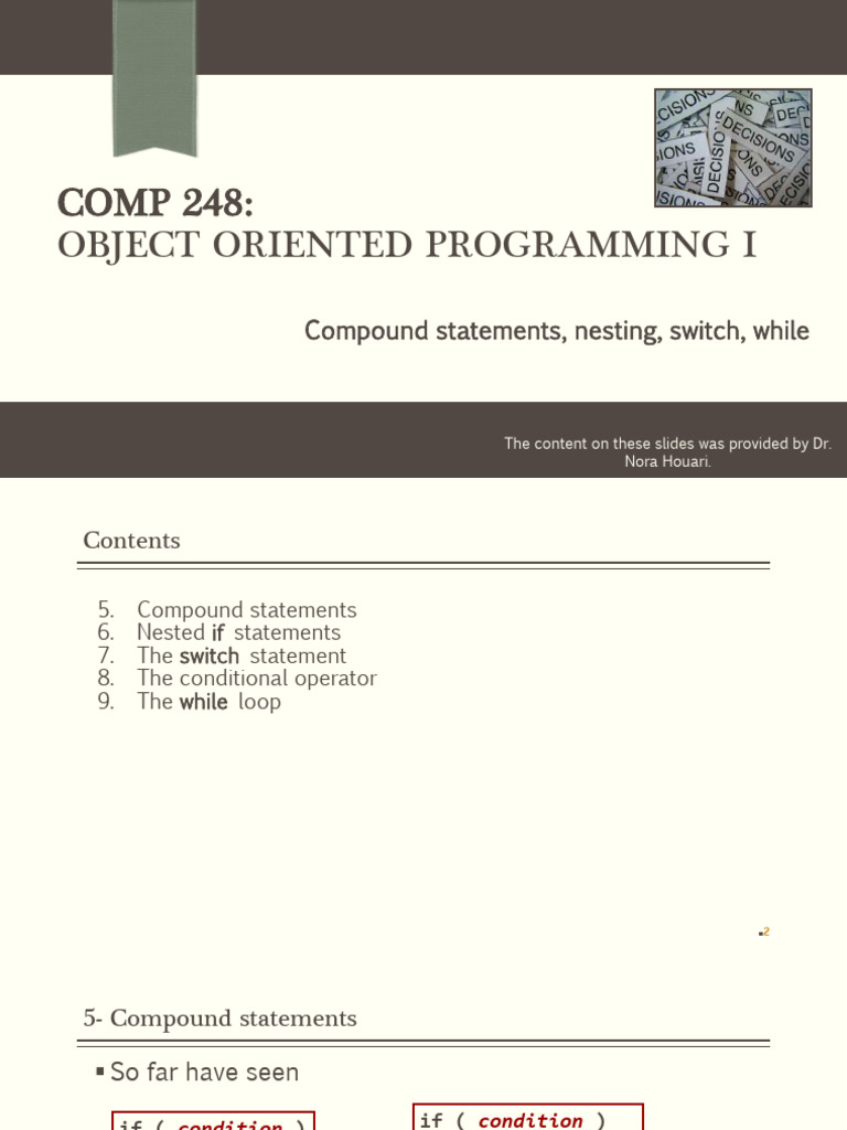 Slides 4 - Compound Statements, Nesting, Switch, While | PDF | Control ...