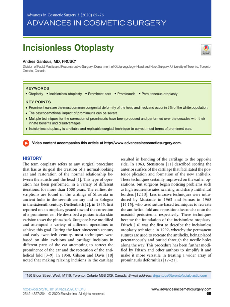 Incisionless Otoplasty Techniques | PDF | Surgical Specialties ...