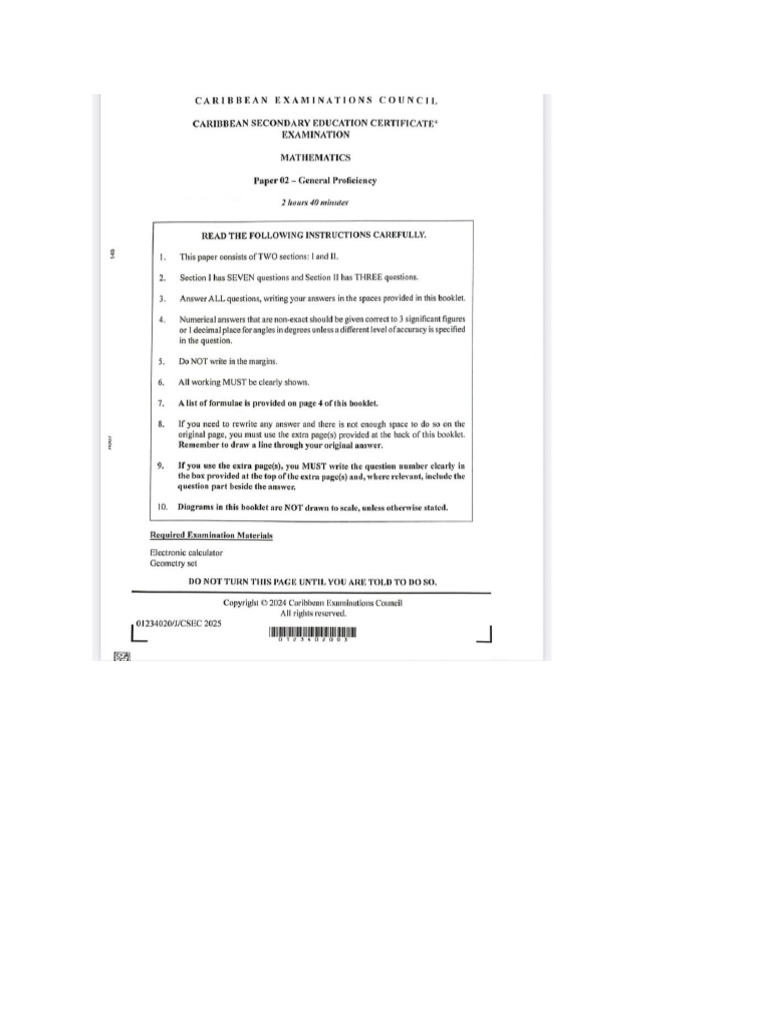English CXC 2025 May / June | PDF