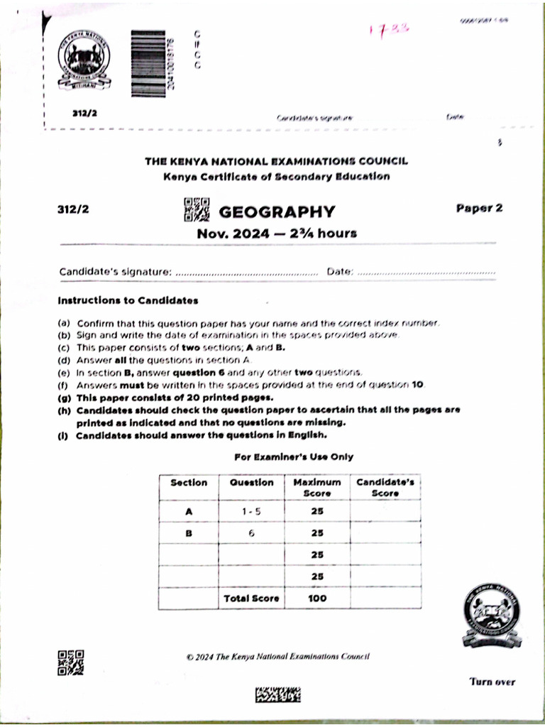 KCSE GEO PP2 2024 | PDF