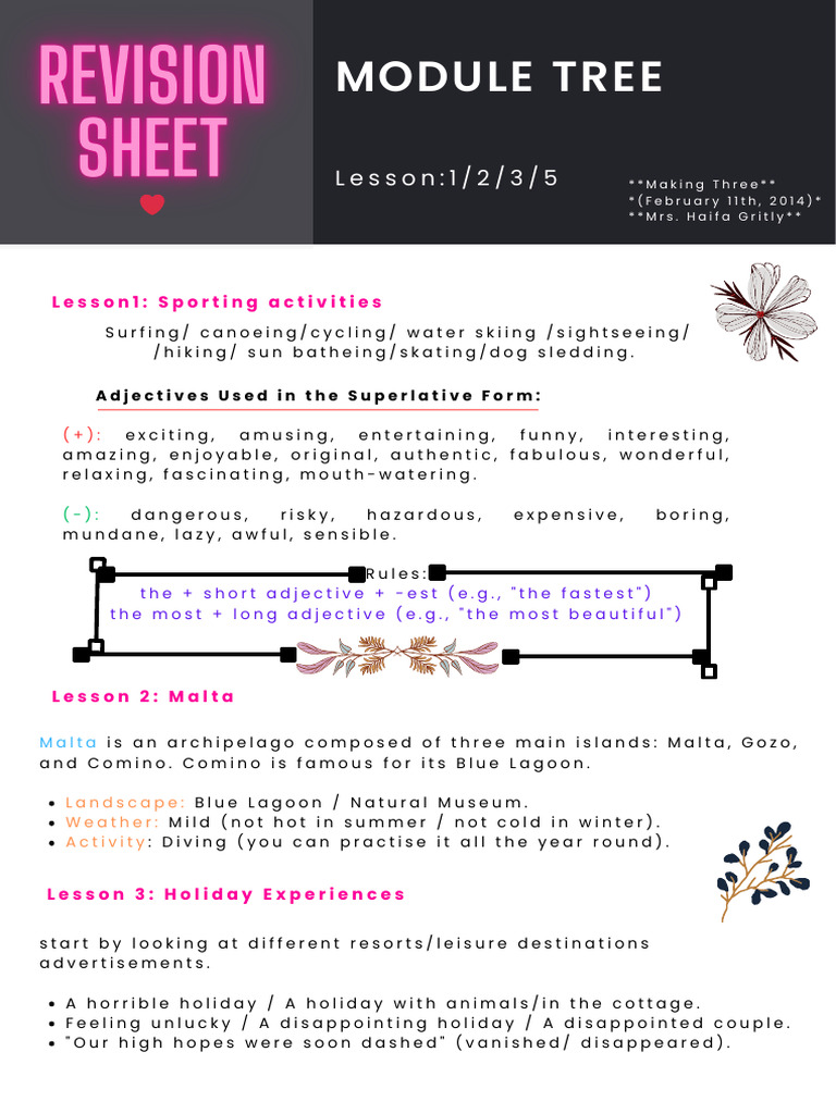 revision sheet | PDF