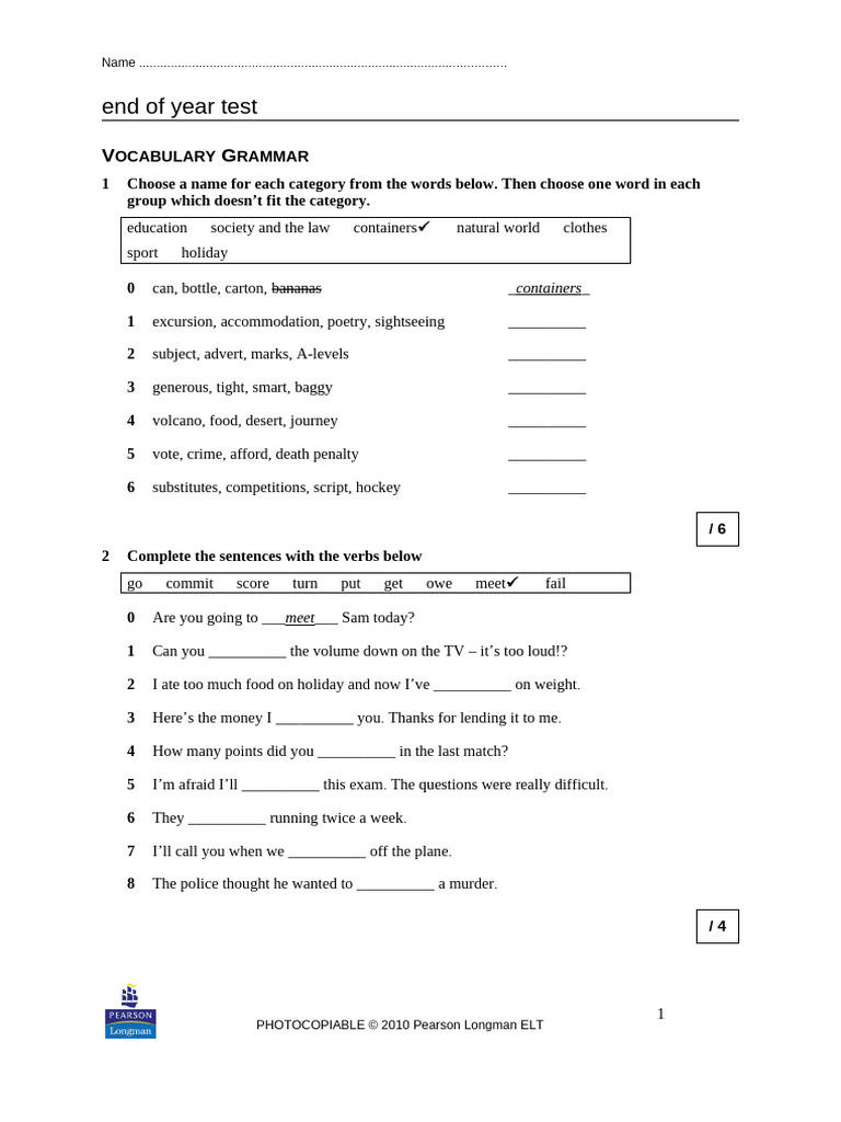 End of Year English Test Preparation | PDF | Internet