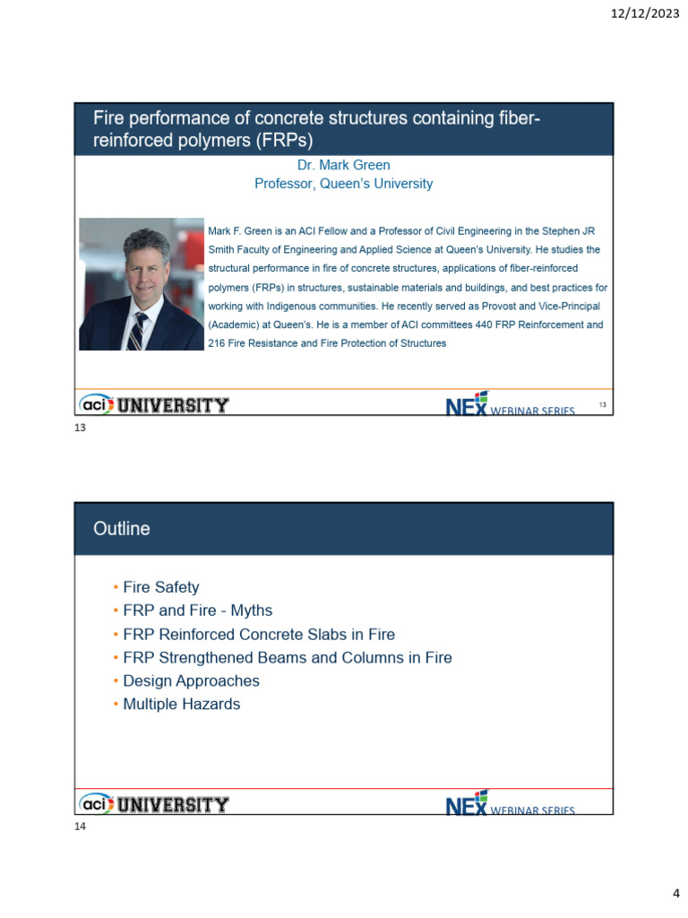 Fire Performance of FRP Concrete Structures | PDF