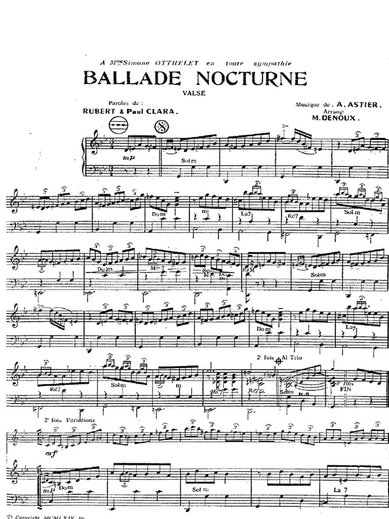 Astier - Ballade - Nocturne (Valse) | PDF
