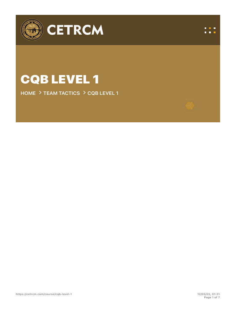 Damentals of Close Quarters Battle (CQB) Tactics. Develop Basic Skills For Movem | PDF
