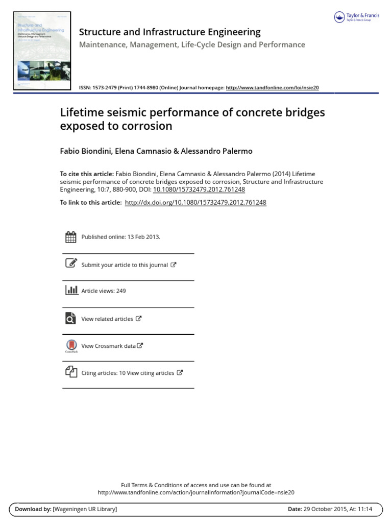 Lifetime Seismic Performance of Concrete Bridges Exposed To Corrosion ...