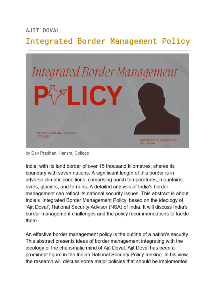 Ajit Doval - "Integrated Border Management Policy" | PDF