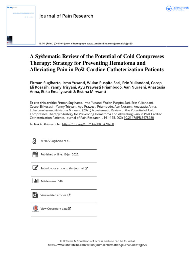 A Systematic Review of The Potential of Cold Compresses Therapy ...