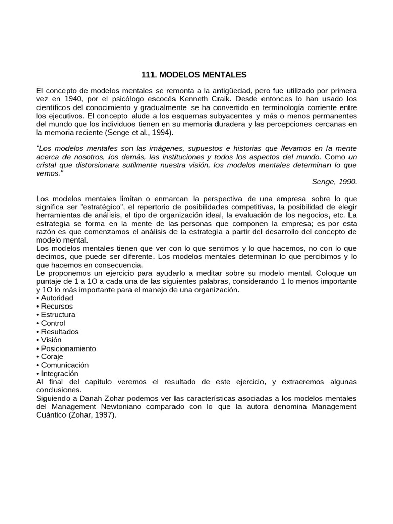 Modelos Mentales | PDF | Mente | Pensamiento