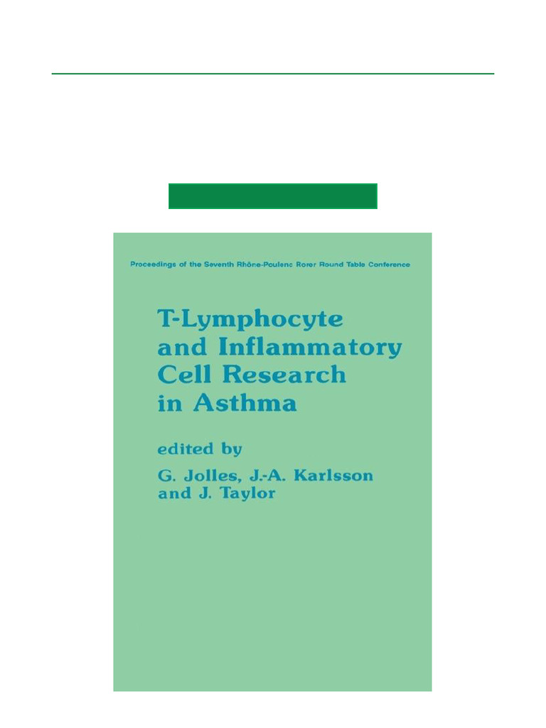 Hardcover T Lymphocyte and Inflammatory Cell Research in Asthma Open ...