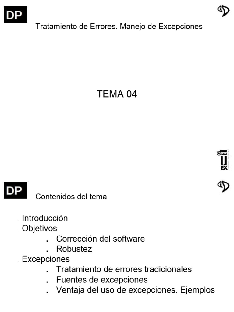 Tema04 Excepciones | PDF | Software | Error de programación