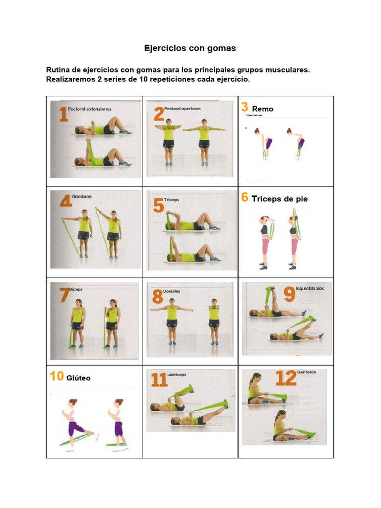 Rutina de Ejercicios con Gomas | PDF